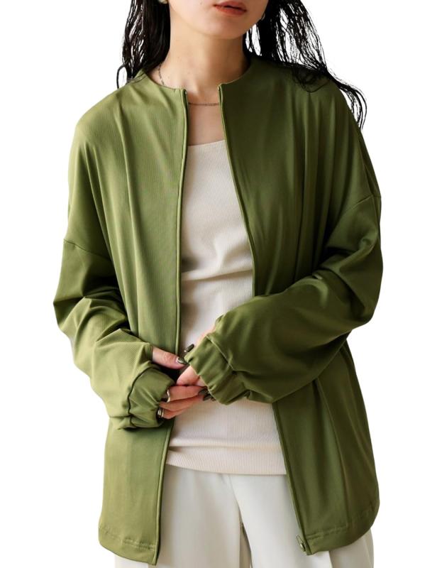 [antiqua] [アンティカ] ラッシュガード レディース UVカット 接触冷感 トップス YP-00125手の甲まで紫外線から守る。 さらっと羽織れる『ラッシュガードトップス』接触冷感、UVカット機能がついた、大人女子必須の心強いラッ...