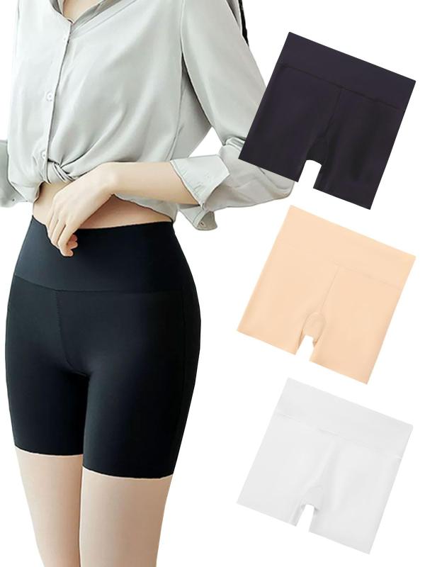 [Caike Kaidi] ペチパンツ 3枚組 スパッツ レディース 1分丈 夏 接触冷感 涼しい 見せパン スカートの下に インナーパンツ 下着 透け防止 食い込まない 捲れない 無地【冷感・吸汗性に優れた混纺生地】：83%ナイロンと17...