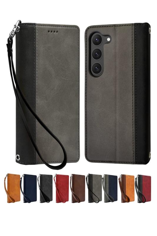 シズカウィル Galaxy S23 SC-51D SCG19 ケース カバー 手帳型 本革調 レザーケース グレー×ブラック 1個入り【上質な手帳型スマホケース】 本革調なのに高級感を演出してくれるフェイクレザー手帳型ケースシンプルなデザイ...