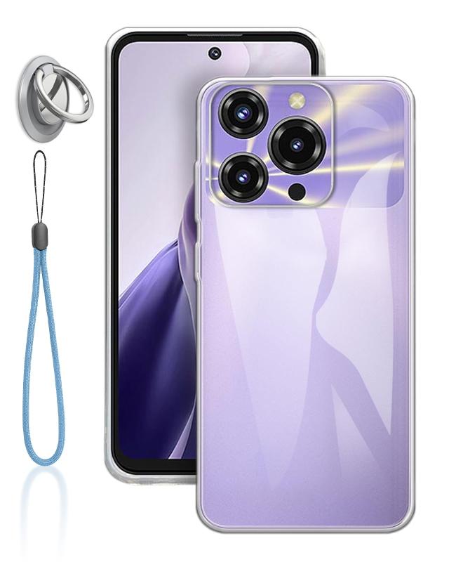 For OUKITEL C69 ケース 全透明 保護カバー 車載ホルダー対応 YANMONGI リング付 きスタンド機能 エアバッ グスマホケース 耐衝撃 TPU バンパー スクリーン &amp; カメラ保護 薄型 軽量 携帯カバー 黄【対...