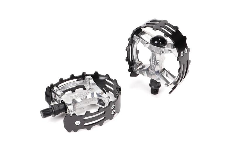 WELLGO(ウエルゴ) - ROUND CAGE PEDAL(ラウンドケージペダル) - 1/2インチ(1PCクランク用) - BLACK/SILVER (オールドスクールBMX、1ピースクランク)1PCクランク用ケージペダル