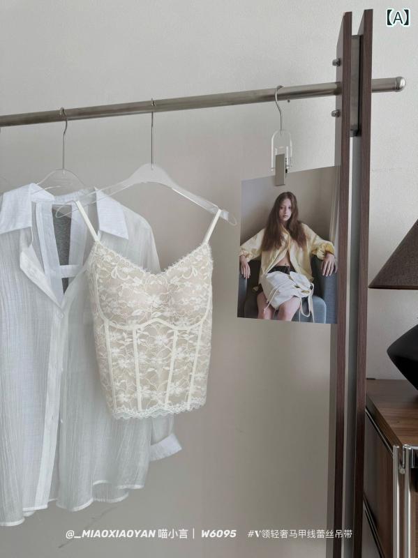 Meow Xiaoyan W 6095 V ネック ライト 高級 ベスト、 レースストラップ 付き、 純粋な 欲望、 レ トロな 花 柄、 夏 用 通気 性の ある 軽量 ベスト生地名: ナイロン主な生地構成: ナイロンブランド: その他製...