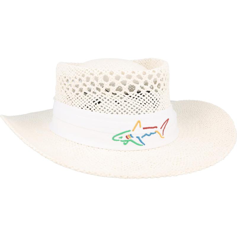 Greg Norman シグネチャー 麦わら帽子 グレッグ - ホワイトシグネチャー混紡白麦わら帽子
