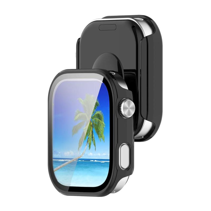For Redmi Watch 6 ケース 【vaele】 PCフレーム+ガラスフィルム 一体型カバー 全面保護 簡易着脱 高透過率 高感度タッチ 軽量 保護カバー Redmi Watch 6ケース （ブラック）【対応機種】 Redmi W...