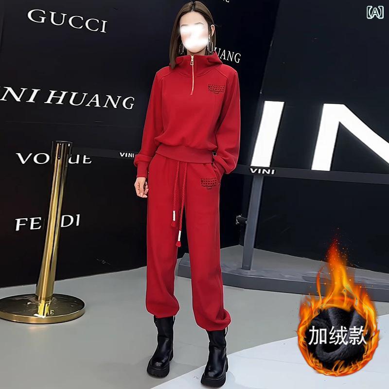2025 年 春 新作 韓国 風 ゆったり デザイン 細見え 長袖 スウェットパンツセット貨物番号: 9970パターン: 純色ズボンの長さ: ズボン流行の要素: 純色クラフト: プリント発売年/季節: 2023年秋生地名: コットンメイン生...