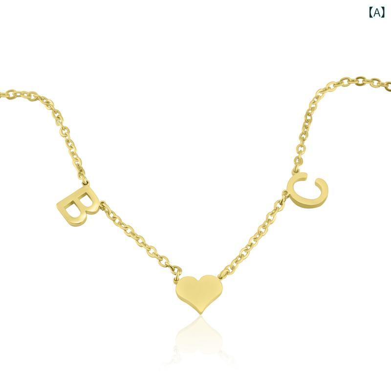 プライベートカスタムステンレス 製 連続 ハートレターネックレス、 18 K ゴールド メッキ、 カップル 向け 英語 文字 ネックレススタイル: プライベートカスタマイズ,カップル式材質: ステンレス処理プロセス: メッキブランド: ソー...