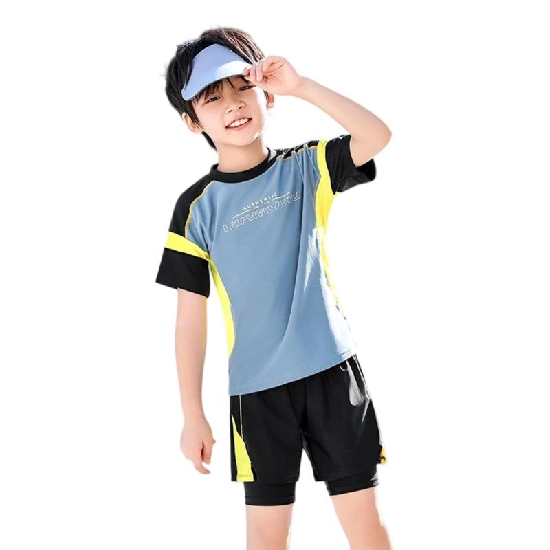 [Formemory] 水着 男の子 上下セット ラッシュガード 半袖 ショートパンツ ジュニア水着 スイムウェア 水遊び 海 プール 子供【男の子用水着上下セット】半袖ラッシュガードとパンツの2点セットで、5サイズをご用意しています。サイ...