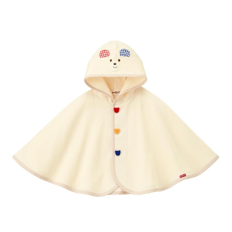 [ミキハウス ホットビスケッツ] ポンチョ 男の子 女の子 ベビー 子供服 71-3801-684アイボリー：綿 88％、ポリエステル 12％、（格子部分） 綿 100％原産国：中国