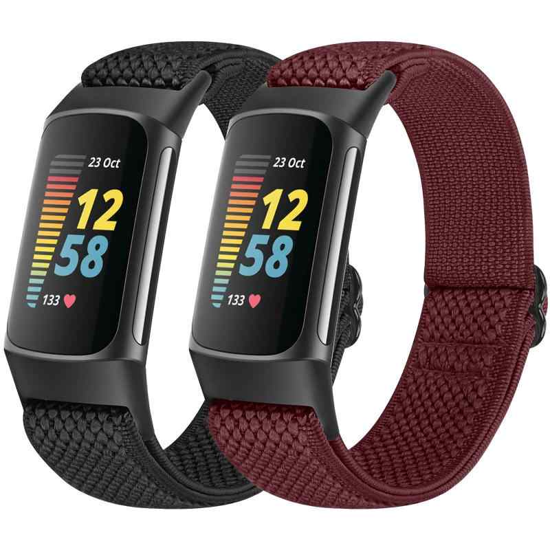 [BTTNG] Fitbit Charge 5ストラップと互換性のある弾性バンド、調整可能な弾性通気性ループスポーツ交換リストバンドFitbit Charge 5の男性用女性用【Fitbit Charge 5 と互換性があります】 伸縮性の...