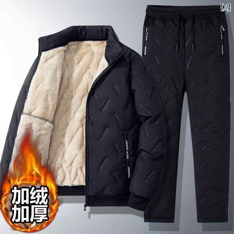 ベルベットの 厚い お父さんの 綿入れの 男性の 冬の ダウン 綿入れの 子羊の ベルベットの 高齢 者の 綿入れの ズボンの スーツ供給カテゴリー: スポットスタイル: 韓国語版厚さ: ぬいぐるみ商品番号: TLパンツの長さ: ズボントッ...
