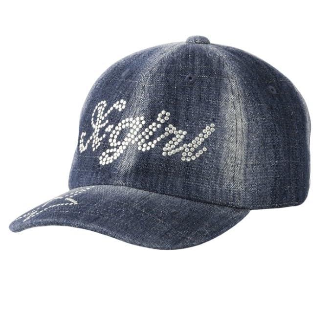 [エックスガール] キャップ LOGO AND STAR DENIM 6PANEL CAP レディース【サイズ】高さ18cm/頭周り58cm＼秋冬スタイルにプラスしたいデニムキャップ／加工感が目を惹くデニム素材の6パネルキャップ。USED感...
