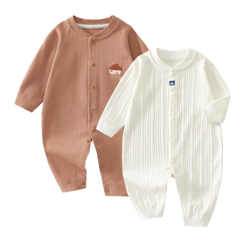 Baby nest ベビー服 男の子 長袖 カバーオール 欧米風 ロンパース 前開き 秋冬 ルームウェア 赤ちゃん服 新生児服 肌着 2枚セット 66 73 80 90
