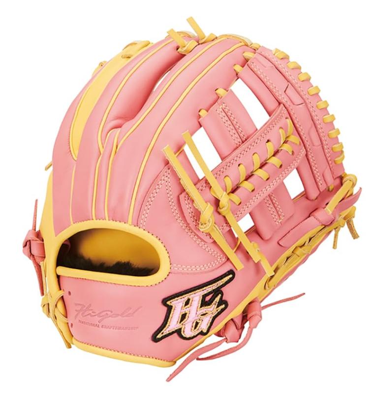 HI-GOLD ハイゴールド ソフトボール・軟式用グラブ BASIC Customer BSG-4655 ピンク×キャメル LH 右投げ オールラウンド用素材：表/ベーシックカスタムレザー,平裏/ベーシックソフトレザー　ラベル：HGラベル(...