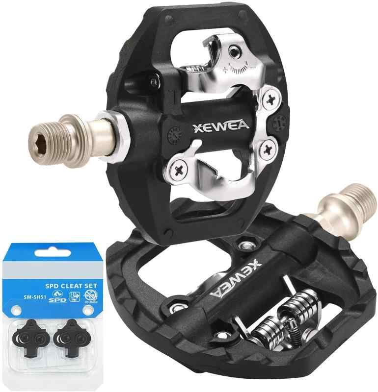 TacoBey MTBバイクペダルデュアルプラットフォームはShimanoSPDマウンテンクリップレスペダルと互換性があり、BMXMTBスピントレッキングバイク用の3シールベアリング滑り止め軽量ナイロンファデュアル機能：TacoBeyペダル...