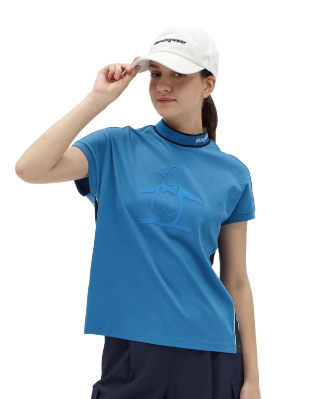 MG5FHS23L_NV00_3Lメーカー品番：MG5FHS23L---ペンギンプリントがさりげないアクセント快適な着心地のモックネックシャツ---前身頃に同色系のペンギンプリントを施した、さりげないおしゃれが楽しめるモックネックシャツです...