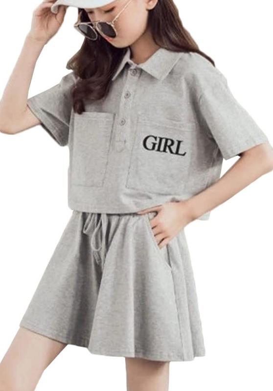 [ZHENGTU] [CAIXINGYI]子供服 セットアップ 女の子 半袖tシャツ キュロットパンツ 2点セット キッズ ジャージ 上下セット スポーツウェア ガールズ 夏服 おしゃれ テニス 卓球 運動着 部屋着 ジュ生地の材質は柔軟で...