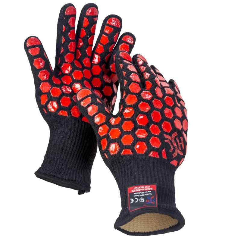 J H 耐熱オーブングローブ:EN407 認定932°F、2層シリコンコーティング、調理、キッチン、暖炉、キャンプ、グリル用オーブンミット、1ペア新世代の耐熱グローブ独自の4重熱保護技術: 厚みのある2層シリコンコーティングの新しいデザイン...