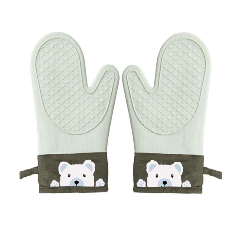 耐熱ミトン 鍋つかみ オーブングローブ シリコン製 やけど防止 滑り止め 防水 クッキング用 電子レンジ ケーキを焼く 両手セット1