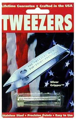 スライバーグリッパー　Uncle　Bill's　TWEEZERS（アンクルビルのトゲ抜き）すごく小さなトゲもつまんで抜ける　チューブケース入サイズ：約10x45x5mm（HxWxD）素材：ステンレスチューブケース入米国製