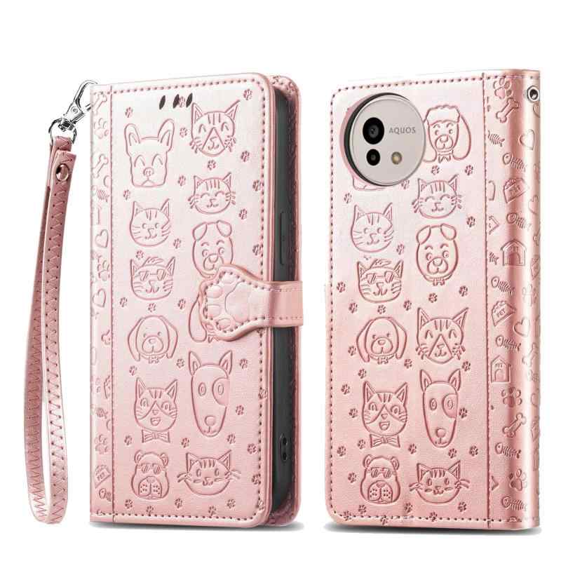 AQUOS wish4 SH-52E 犬猫 手帳型ウォレットケース ウィッシュ4 カードスロット付き 手帳型 カバー 人気 おしゃれ ケース 高級PUレザー スマホケース 【ZIHEWJLAI 】Sharp aquos wish4 ケース ...