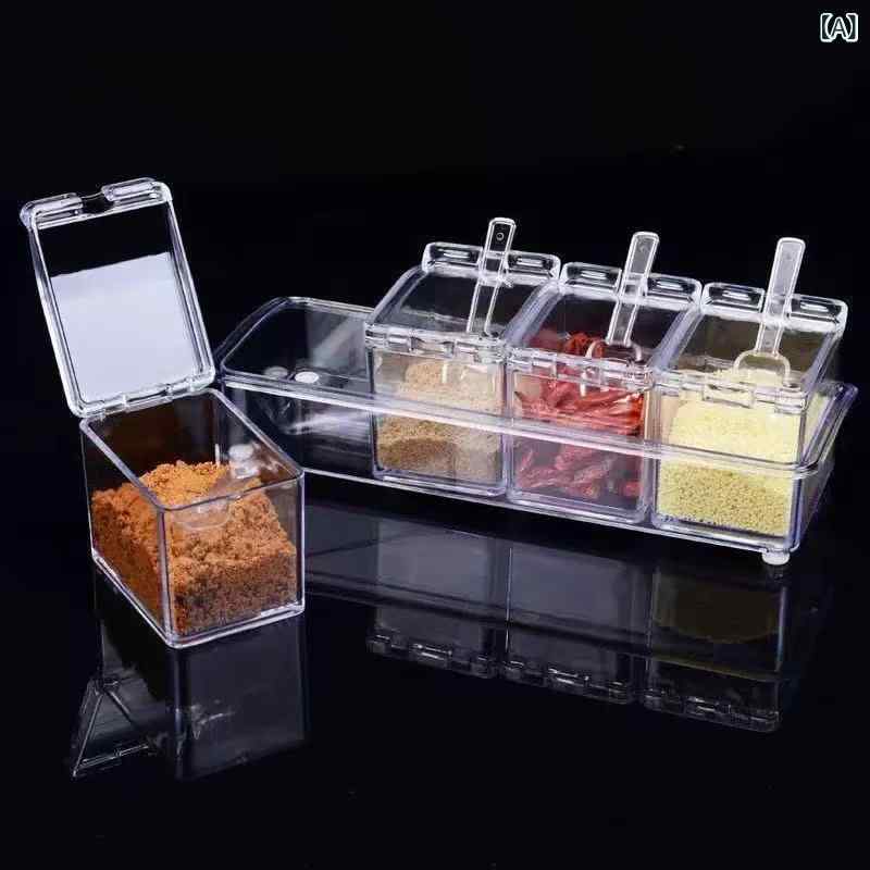 高 透明 フォーインワン 調味 料 ボックス 調味 料 瓶 ボトル キッチン 塩 調味 料 ボックス 乾燥 材料 家庭 用 調味 料 収納 セット輸入するかどうか: いいえ商品番号: コンビネーション調味料ボックス材料: PS取り付け可能な...