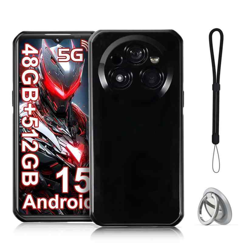 Oukitel WP55 / WP55 Pro 用 ケース カバー スタンド付き 角度調整可能 車載ホルダー対応【NOUKAJU】 スマホケース ストラップ付き 軽量 TPU ソフト クリア 持ちやすい 耐衝撃 指紋防止 （ブラック）【対応...