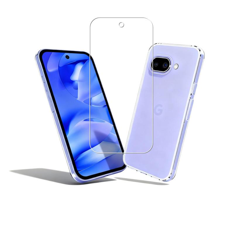 Pixel 9a 専用ガラスフィルム + Pixel 9a ケース 日本旭硝子製強化ガラス 硬度9H 高透過率 衝撃吸収 指紋防止 ピクセル9a ケース TPU素材 薄型 軽量 指紋防止 擦り傷防止Pixel 9a 専用セット（TPU ケー...