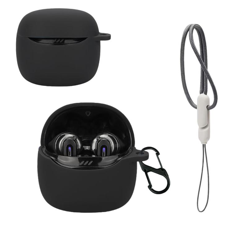 For TUNE FLEX 2 ケース保護カバー [SUNZHXIN] カラビナ付き保護ケース 軽量 充電式、ポータブルに適しており、保護ケースは効果的に防水 防塵 落下防止 衝突防止ができます (ブラック)【対応機種】対応 TUNE FL...