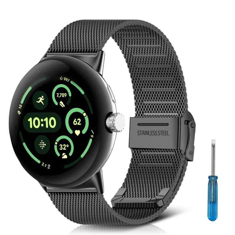 [RoSoki] Google Pixel Watch 3 45mm 対応 ステンレスチール 金属バンド 交換ベルト 替えストラップ 防錆 ステンレスバンド 調整簡単 ビジネス風 男女兼用[ 対応機種 ] Google Pixel Watc...