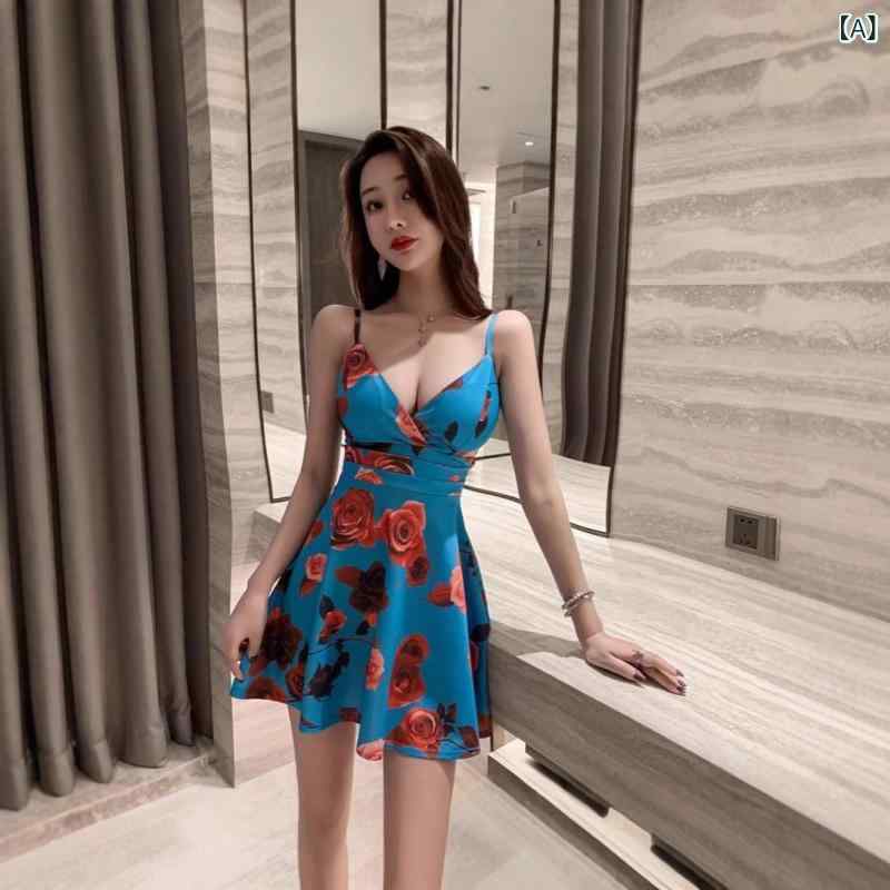 ヨーロッパと アメリカン スタイルの ナイトクラブ セクシーな サスペンダーバックレスドレス 女性の ための クロス ボーダー 外国 貿易 ミニ ビーチ 休暇 スカート生地名: ポリエステルパターン: 植物の花職人技: コラージュ/スプライ...