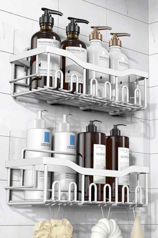 浴室用ラック Whonor バスルーム ラック 強力粘着固定 浴室棚【2025グレードアップで大容量】水切り 調味料収納 シャワー棚 スペースアルミニウム製で防水と防錆 ランドリー/キッチン/風呂場