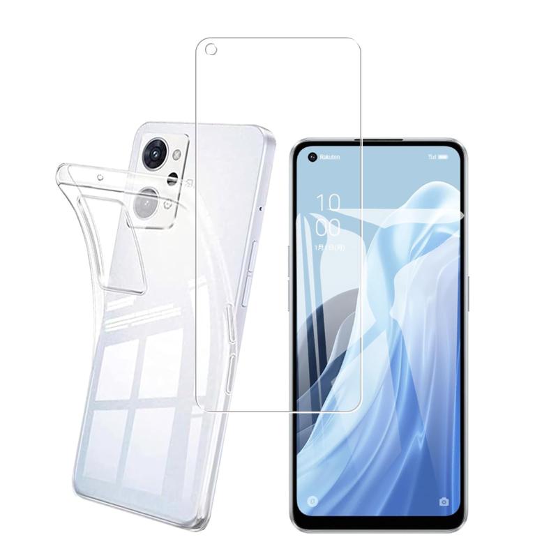 対応 OPPO Reno7 A ケース+ガラスフィルム【旭硝子素材製】Reno9 A 用のフィルム 液晶保護フィルム硬度9H 強化ガラス 高透過率 気泡ゼロ 指紋防止 飛散防止撥油性 オッポ Reno7 A / Reno9 A 柔軟TPU ...