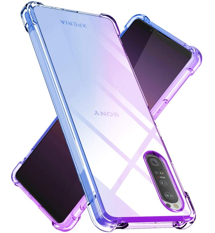 対応 Xperia 1 IV 用 ケース クリア TPU 薄型 軽量 シリコン グラデーション色 ケース 耐衝撃 指紋防止 防塵一体型 人気 携帯カバー(パープルブルー)【対応機種】Sony Xperia 10 IVインチ対応なので、機種を...