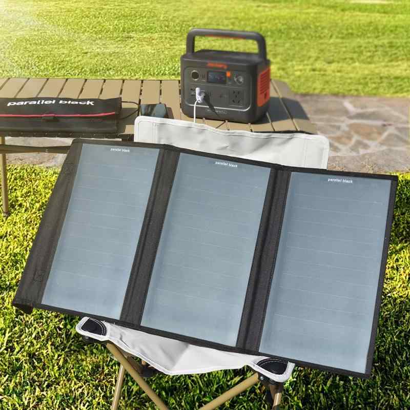 parallel black 30W 折り畳み式 太陽光パネル 単結晶PERC 僅か1.1kg軽さ コンパクト鞄サイズ ポータブル ソーラーパネル USB-A QC3.0とDC出力ポート付き 防災 アウトドア キャンプ サバイバル用 蓄電池...