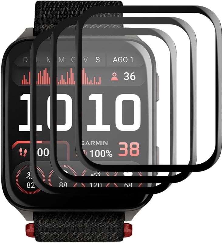 Gosento For GARMIN Venu X1 フィルム 【3枚セット】PMMA+PC製素材 全面保護フィルム 飛散防止 気泡防止 (ブラック)【対応機種】GARMIN Venu X1 専用液晶画面保護ガラスフィルム。【ガラス素材】硬...