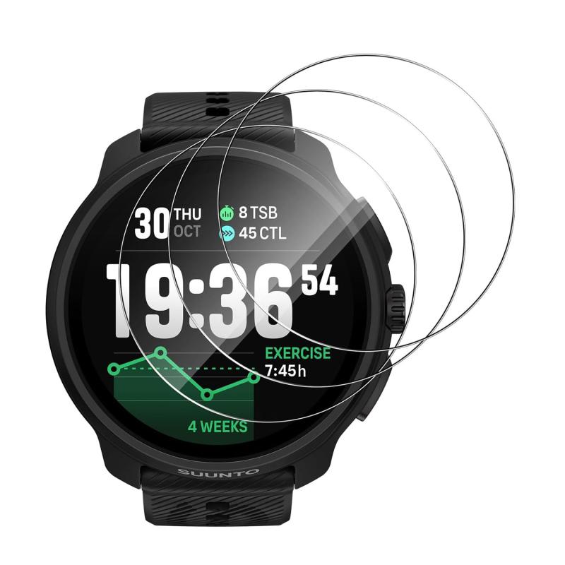 【3枚セット】For Suunto RACE 2 ガラスフィルム Suunto RACE2 保護強化ガラスフィルム 【larfbulroc】日本製素材旭硝子製・高硬度9H ・高透過率・耐衝撃・防塵・飛散防止・指紋防止・画面鮮やか高精【対応機...