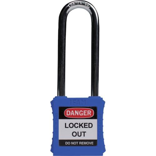 イファム ロックアウト用南京錠 スチール製シャックル（ツル長） 青 044756●色：青●寸法(mm)B：72●幅(mm)：38●高さ(mm)：130●シャックル直径(mm)：6●寸法(mm)A：20●ツル長