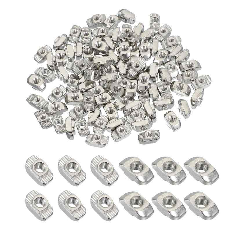 PATIKIL 3030シリーズM3 tナット、100個tスロットナット槌ヘッドファスナーナット、ニッケルメッキ炭素鋼ナット、アルミニウムプロファイル用、シルバーカラー：シルバー；素材：ニッケルメッキ炭素鋼；厚さ：4.8 mm / 0.2 ...