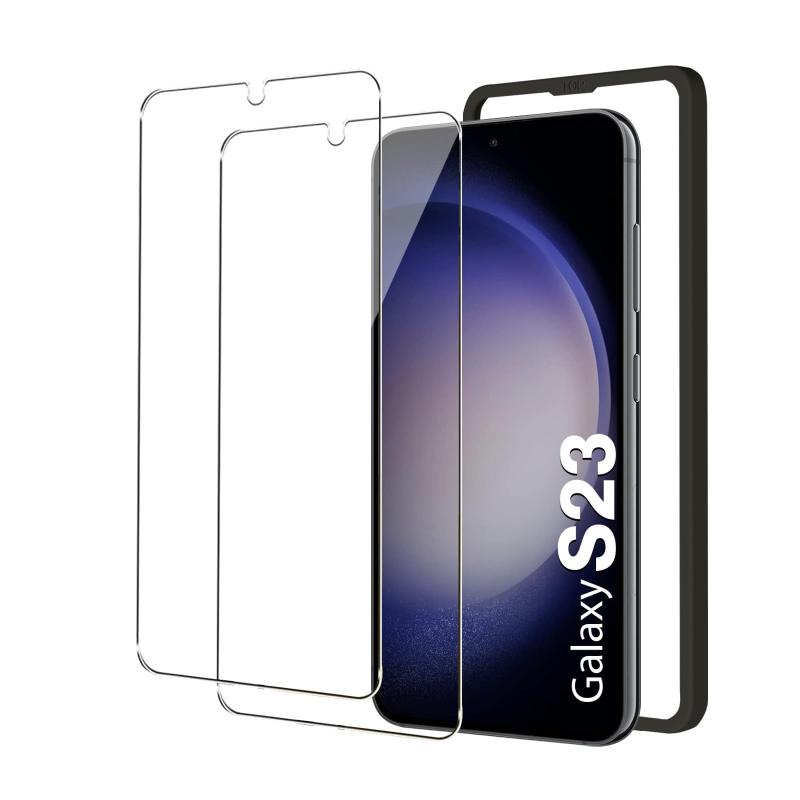 Sotarino ガラスフィルム Galaxy S23 専用 (2枚) 指紋認証対応 ガイド枠付き 貼り付け簡単 ギャラクシー S23 対応 保護フィルム 自動吸着 硬度9H 耐衝撃 SC-51D / SCG19 フィルム【硬度9H越え・耐...
