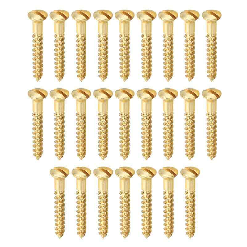 PATIKIL M3.5 x 25mm スロット木ねじ 25個入り ソリッド真鍮 オーバルヘッド フラットヘッド セルフタッピング 木製家具接続用 スクリュー 金色トーンこれらのオーバルヘッド スロットねじは、木材を結合するために広く使用さ...