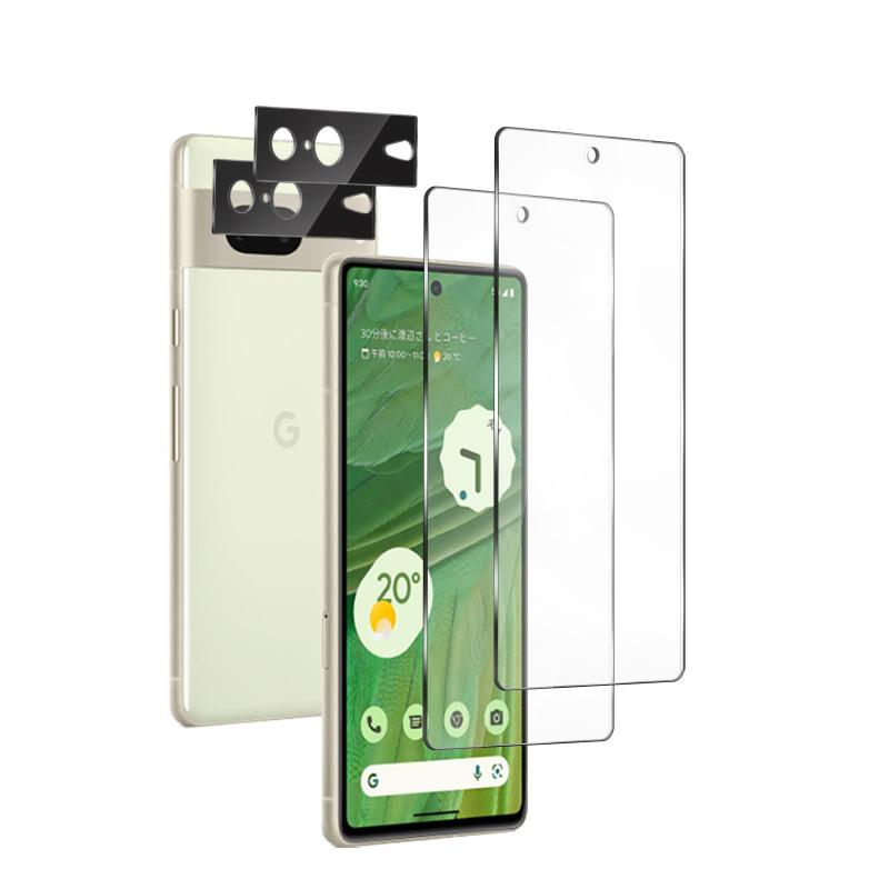 JACRON pixel7 フィルム 2枚 + カメラフィルム2枚【指紋認証対応】グーグルピクセル7 保護フィルム 日本旭硝子素材強化ガラス 9H硬度 耐衝撃 全面保護 指紋防止高光沢 自動吸着 ピクセル7 保護フ【対応機種 · 品質】pi...
