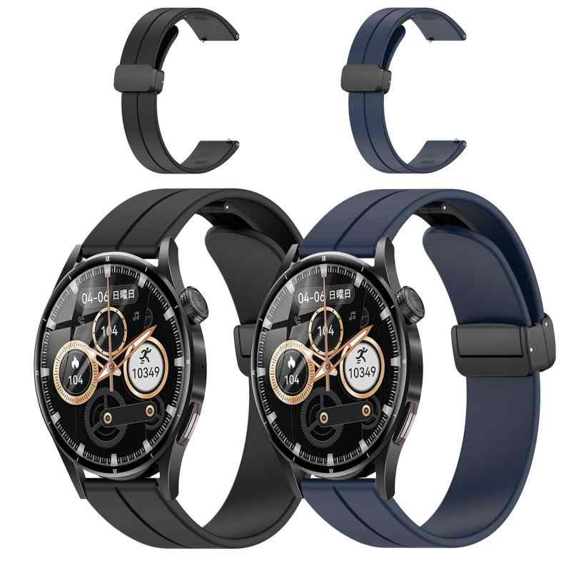 [HUKWIMO] 【2本セット】 FOSMET QS40 ウォッチ バンド コンパチブル 対応 交換ベル 22mm スポーツストラップ 交換ベルト スポーツ バンド シリカゲル バックル付き ステンレス製交換バンド ファッ【適用モデル】F...