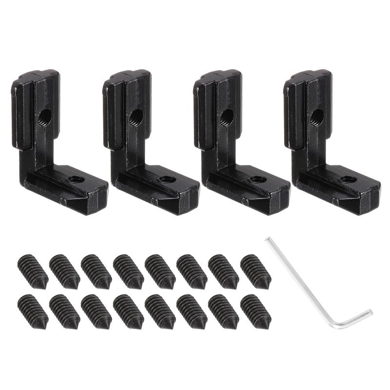 PATIKIL 4040シリーズ アルミニウム押出しコネクタブ ラケット 4個 L字型インサイドコーナーコネクタブ ラケットジョイント 8mm T/Vスロットレールプロファイルアクセサリー用 ネジ/レンチ付き 全体サイズ：37.5x18.5...