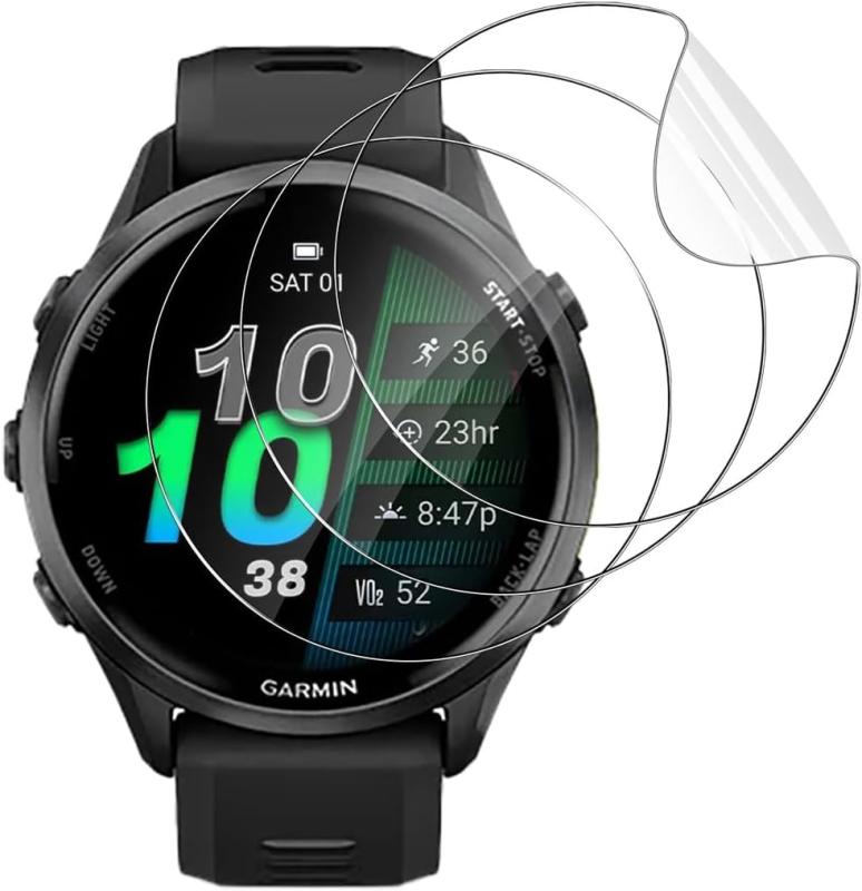 Gosento For Garmin Forerunner 570 42MM フィルム Garmin Forerunner 570 42MM 全面保護フィルム 【3枚入り】非ガラス 高透過率 耐衝撃 防指紋 超薄 TPU保護フィルム 気泡ゼ...