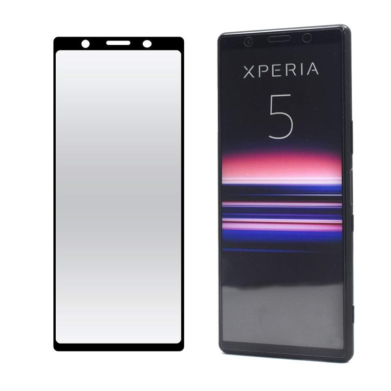 PLATA Xperia 5 SO-01M / SOV41 / 901SO 液晶保護フィルム ガラスフィルム エクスペリア5 液晶画面 全面保護 透過率99.9% 強化ガラス 保護 フィルム 黒枠 薄型 クリア 透明 無色 保護シート 指紋...