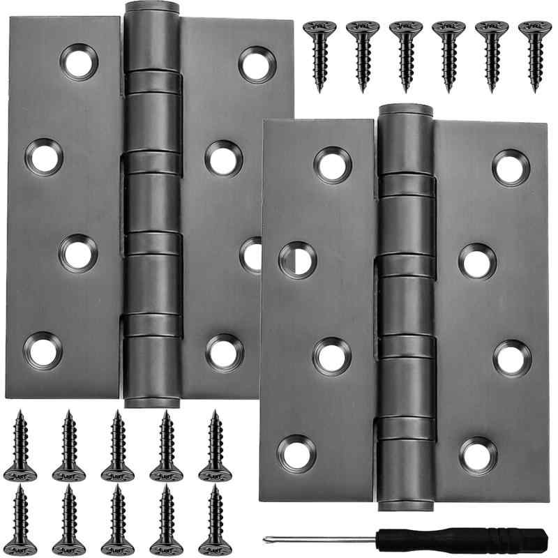 Wopanxye 商業用ドア蝶番, 100 x 75 mm ボールベアリング丁番, SUS-304D ステンレス鋼フラッシュヒンジ, 防錆 耐久性, 耐摩耗性, 取り付け簡単, 用途 外部ドア, 窓, クローゼット, キャビネット, 収納