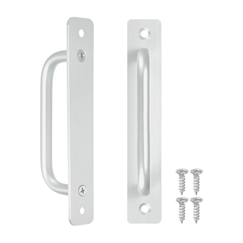 M METERXITY バーンドアハンドル、穴センターアルミニウム合金ゲートハンドル 取り付けネジ付き バスルーム/ワードローブ/クローゼット/キッチン用 スライドドアハンドル プレート付き[多目的用途] - 当社のアルミニウム合金ドアプル...