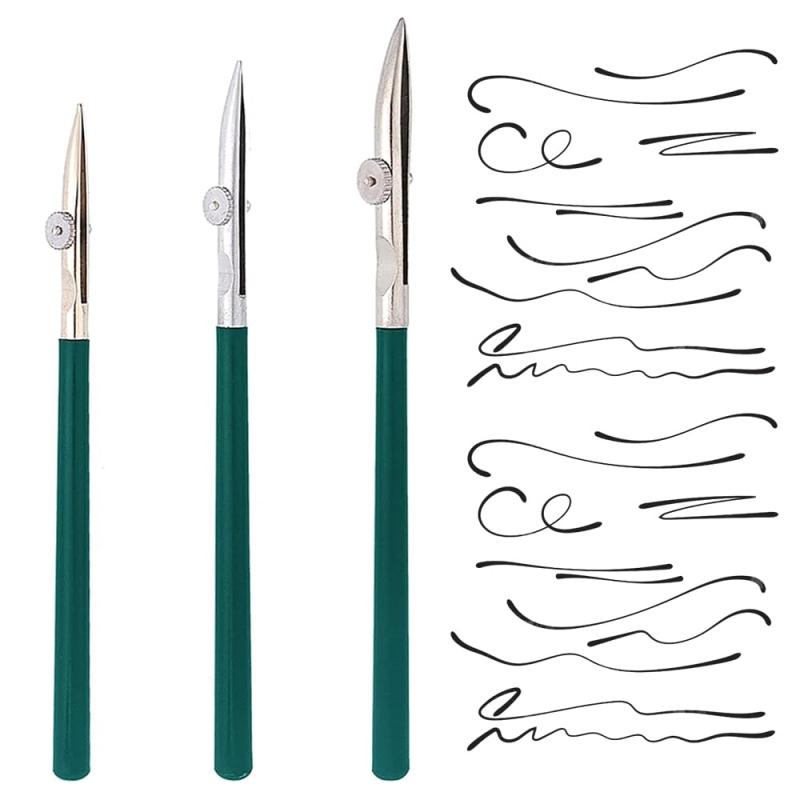 アート罫線 ダックビルペン マスキング液体 細線描画に最適 アートイラスト ガッシュ絵画 地図作成罫 書道用罫 水彩罫 マスキング用罫 3本ダックビル・ペン3本、長さサイズ違い、カラー：グリーン。アート罫線ペンはステンレススチールとプラスチ...