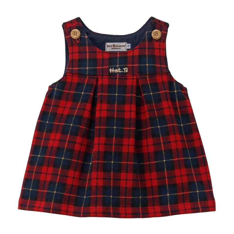 [MIKIHOUSE HOT BISCUITS] [ミキハウス ホットビスケッツ] ジャンパースカート 男の子 女の子 キッズ 子供服 73-1802-494赤：綿 100％原産国：中国