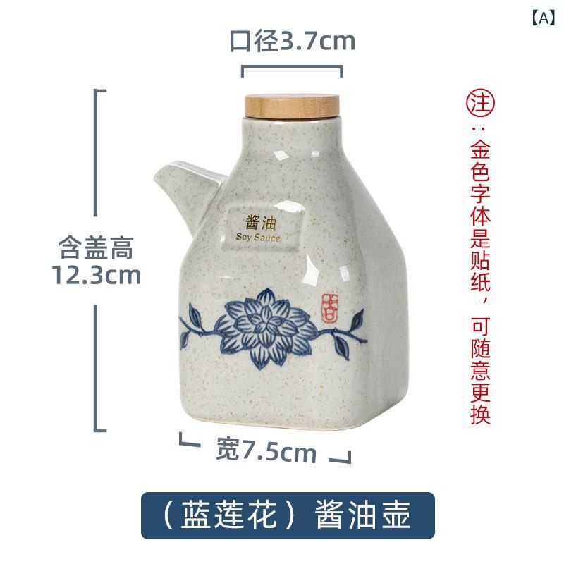 手描きの キッチン 用品、 陶器 製 調味 料 ソース ボトル、 家庭 用 醤油 ボトル セット、 調味 料 酢 ボトル、 レ トロな 油 入れ、 食用 油 入れブランド: BOSS輸入ですか: いいえ材質: セラミックス容量: 青い蓮,清...